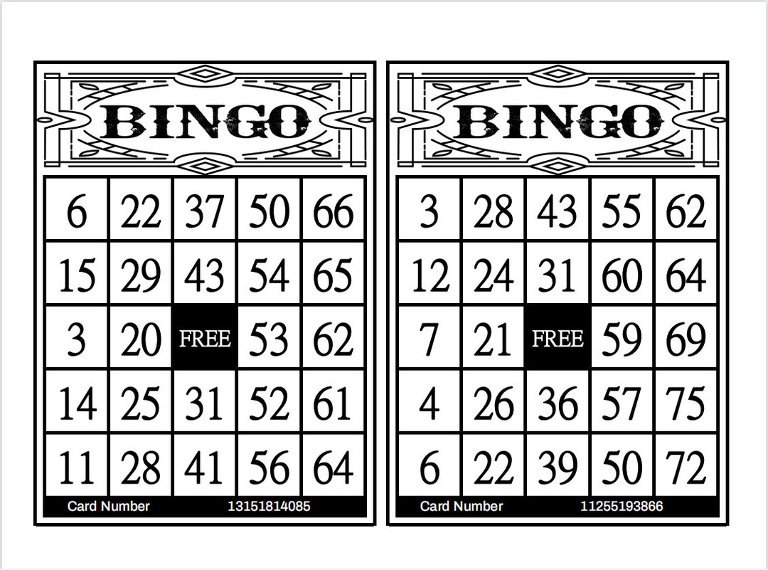 75 Balls Classic Bingo Cards Printable Instant Download 1200 Cards per ...