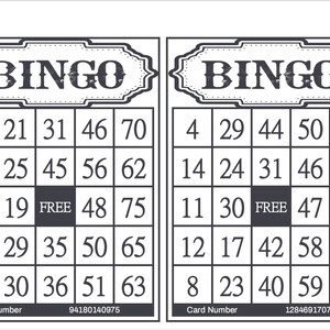 75 Balls Classic Bingo Card Printable Instant Download 1200 Cards per ...