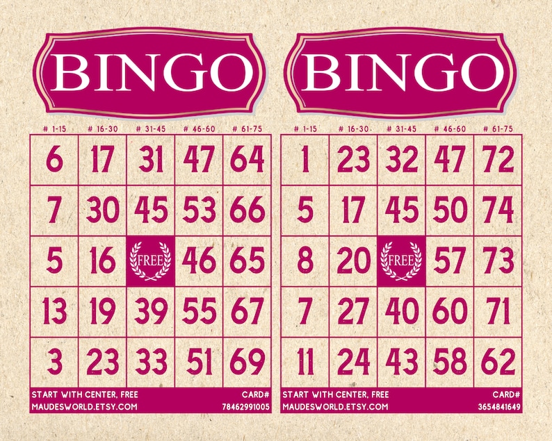 1200 Bingo Cards Pink Color Vintage Theme PDF Instant Printable Fun ...