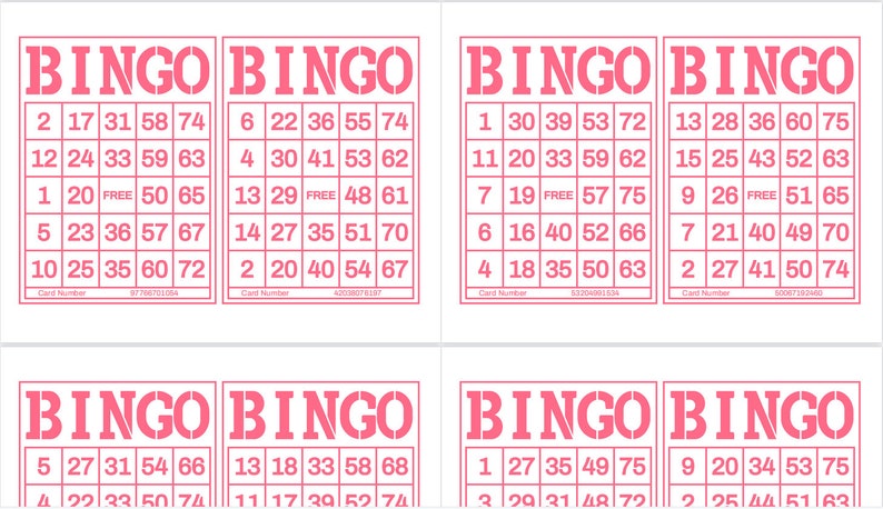 1200 Printable Bingo Cards, 2 per Page, Large, Activities for Seniors ...