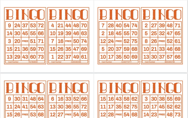 1200 Printable Bingo Cards, 2 per Page, Large, Classic Bingo Game ...