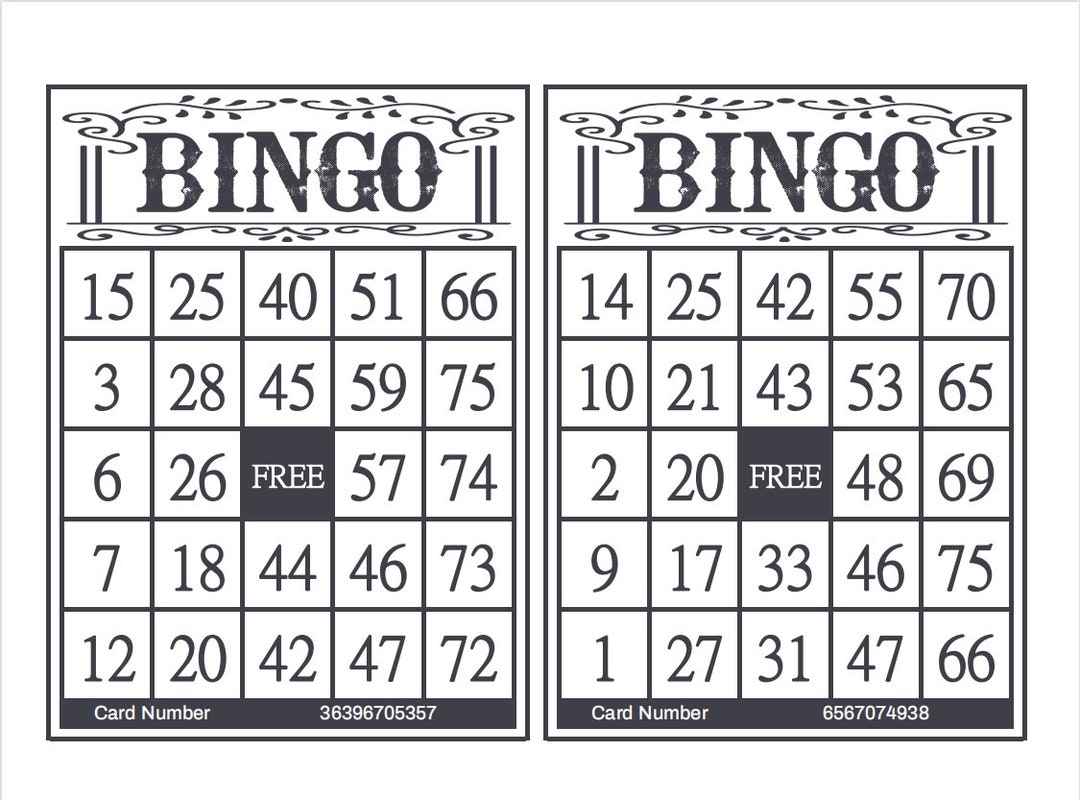75 Balls Classic Bingo Cards Printable Instant Download 1200 Cards 2 ...