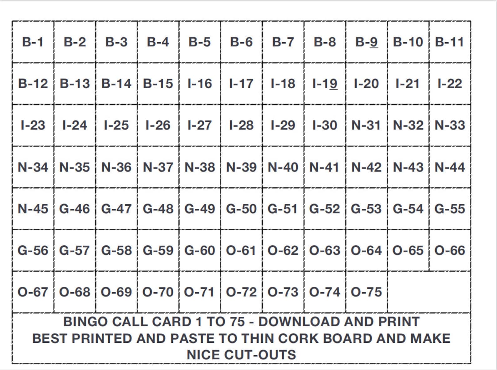 75 Balls Classic Bingo Cards Printable Instant Download 1200 Cards 2 ...
