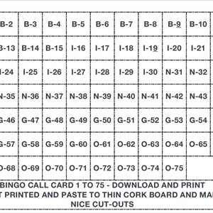 75 Balls Classic Bingo Cards Printable Instant Download 1200 Cards 2 ...