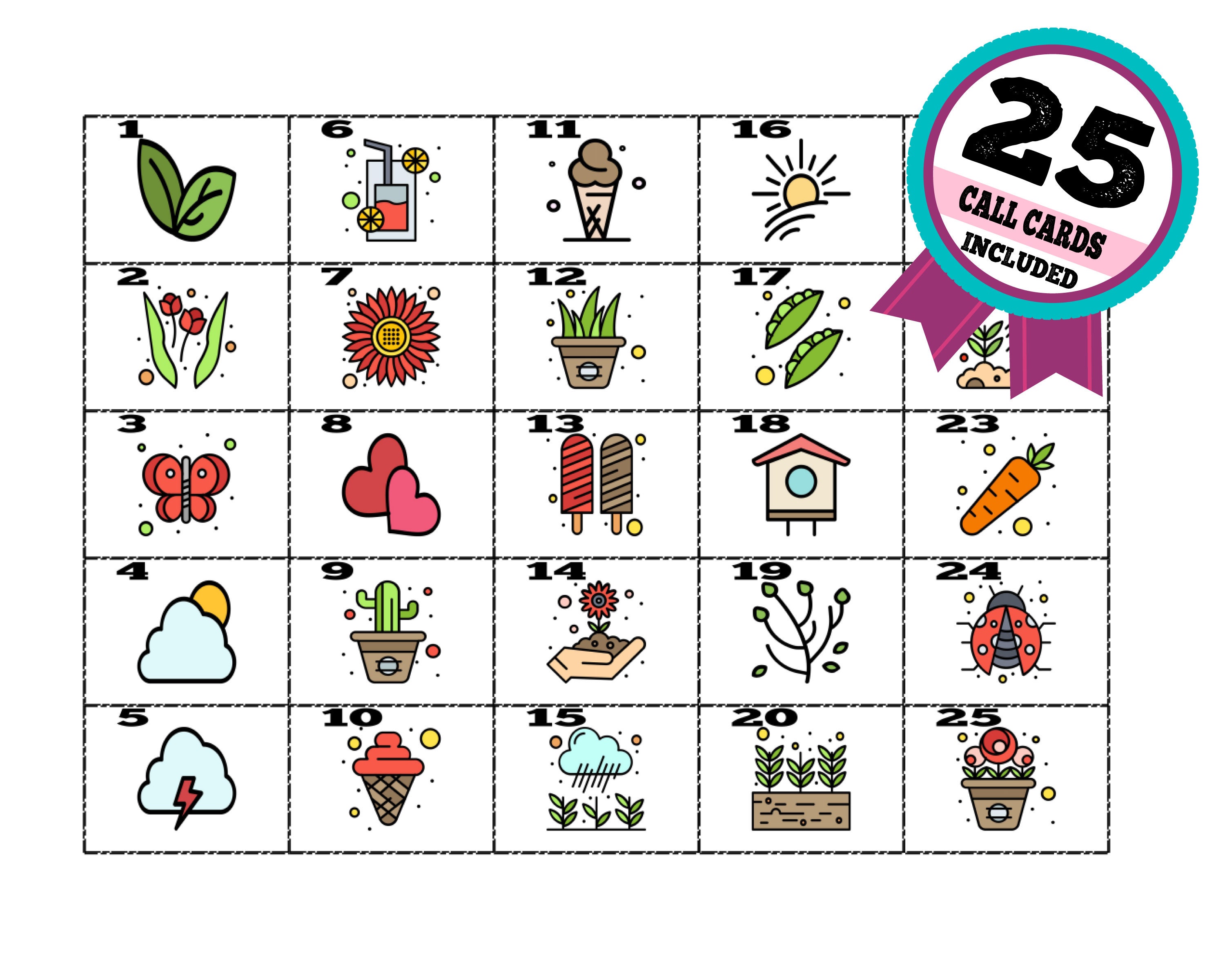 Hello Spring, Springtime Printable Bingo Cards (50 Different Cards ...
