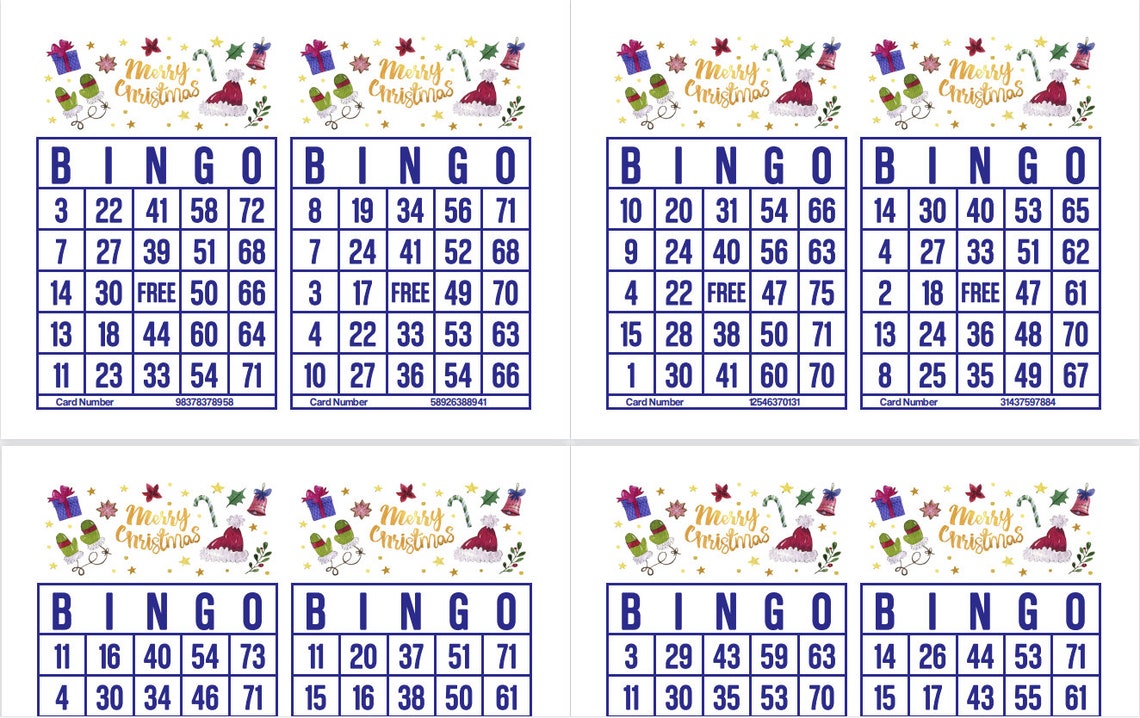 1200 Printable Bingo Cards 2 per Page Large Christmas Bingo - Etsy