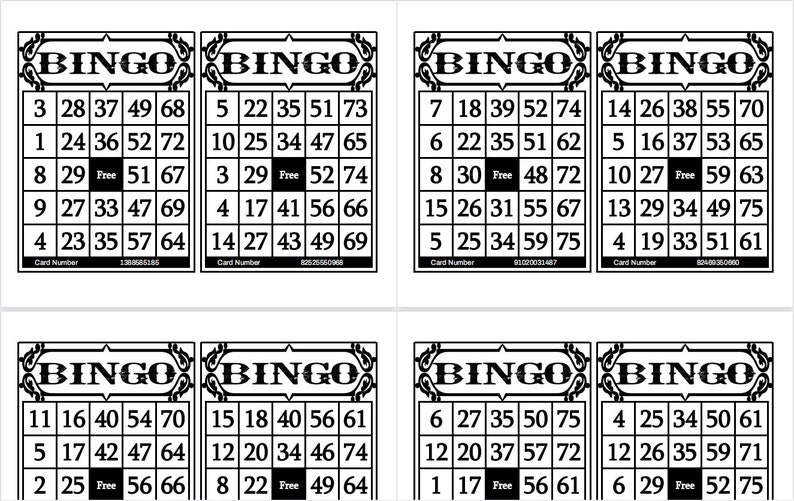 75 Balls Classic Bingo Cards Printable Instant Download 1200 Cards per ...
