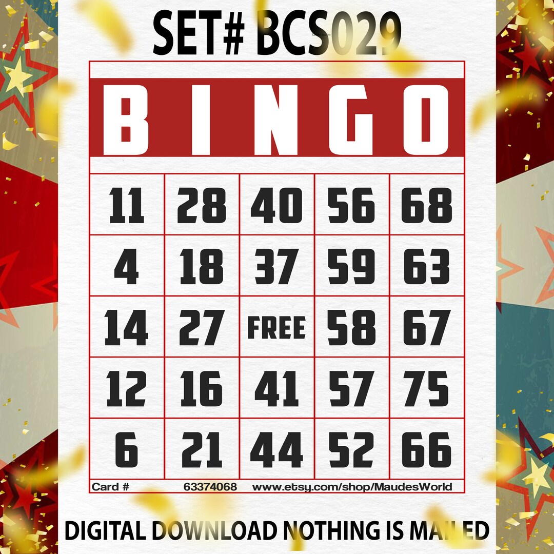 1200 Cards 100 Cards Free Printable Bingo, 1 per Page, Large ...