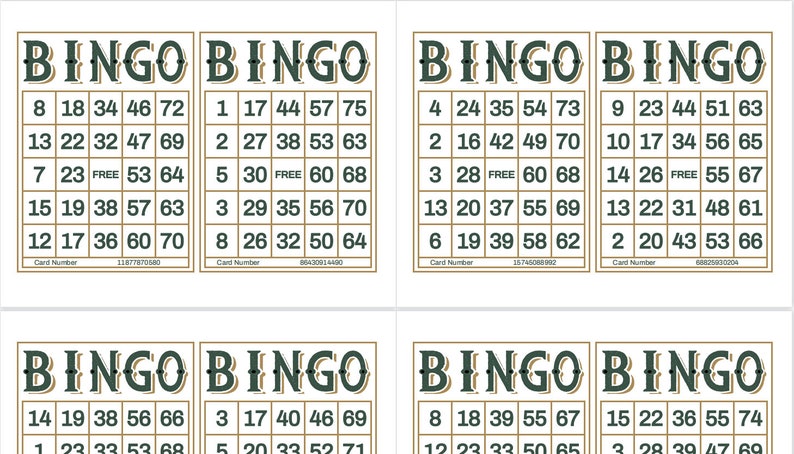 1200 Printable Bingo Cards, 2 per Page, Large, Activities for Seniors ...