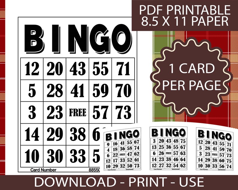 1200 Printable Bingo Cards, 1 per Page, Party Favors Supplies for All ...