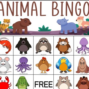 Instant Download: 50 Printable Animal Bingo Cards for Endless Fun ...