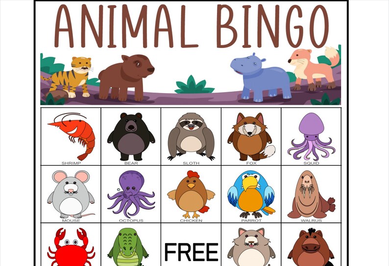 Instant Download: 50 Printable Animal Bingo Cards for Endless Fun ...