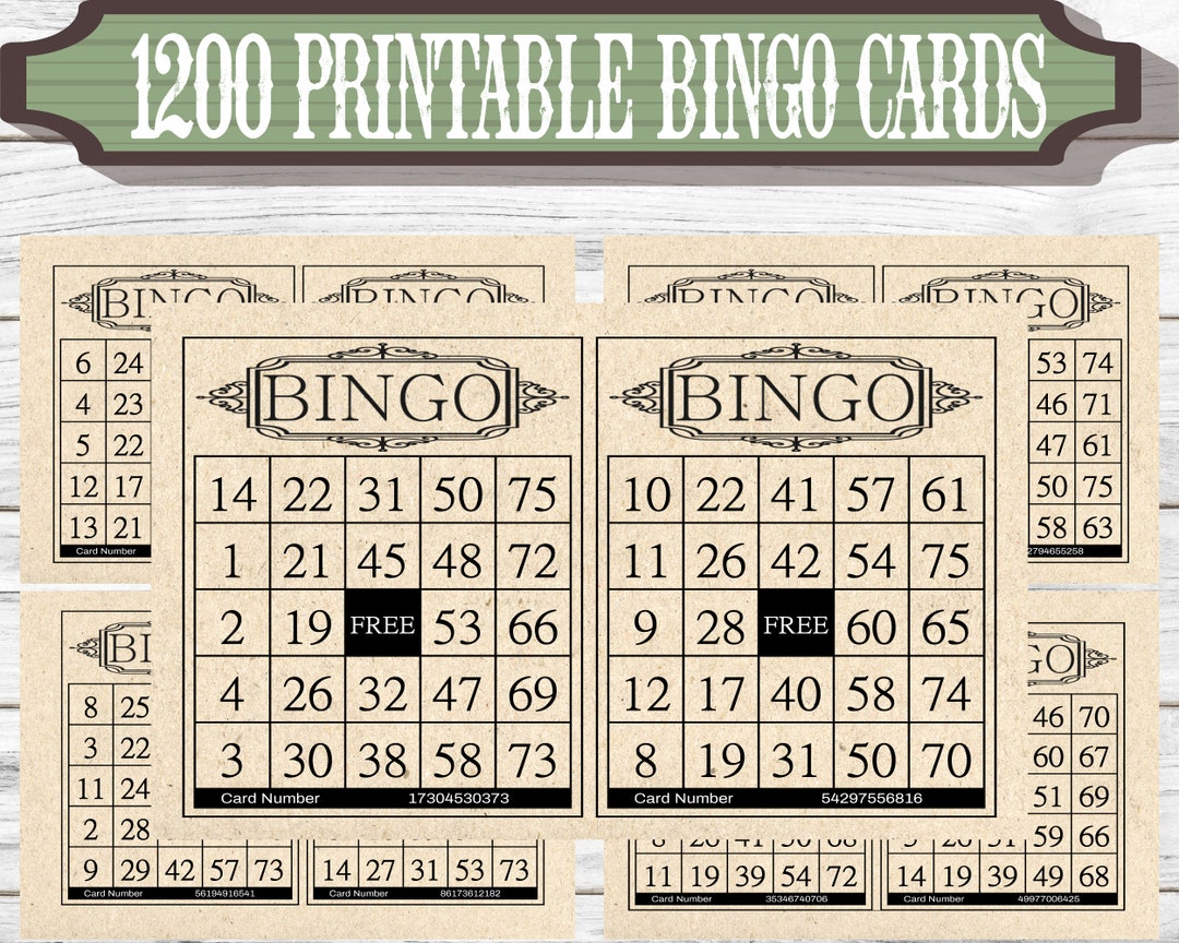 Classic Game Bingo Cards Printable Instant Download 1200 Cards 2 per ...