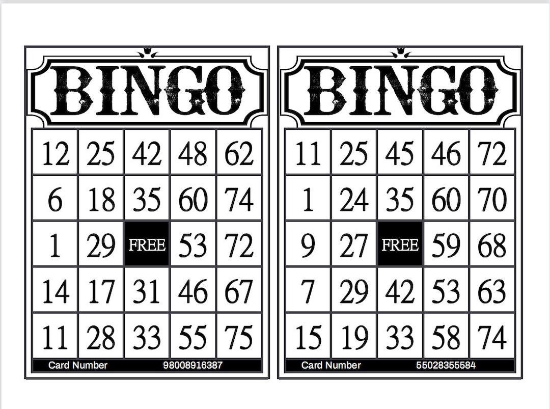 75 Balls Classic Bingo Cards Printable Instant Download 1200 Cards 2 ...