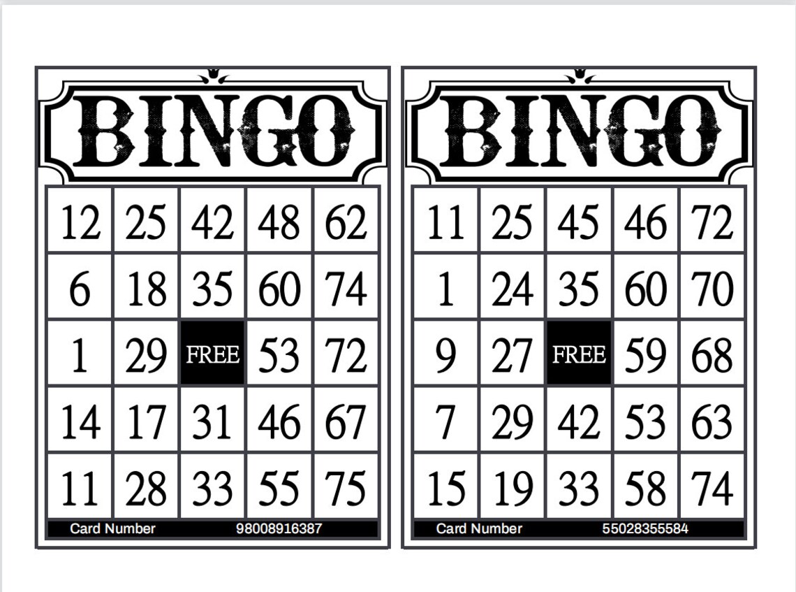 75 Balls Classic Bingo Cards Printable Instant Download 1200 Cards 2 ...
