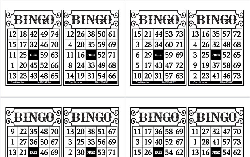 1200 Printable Bingo Cards, 2 per Page, Large, Activities for Seniors ...