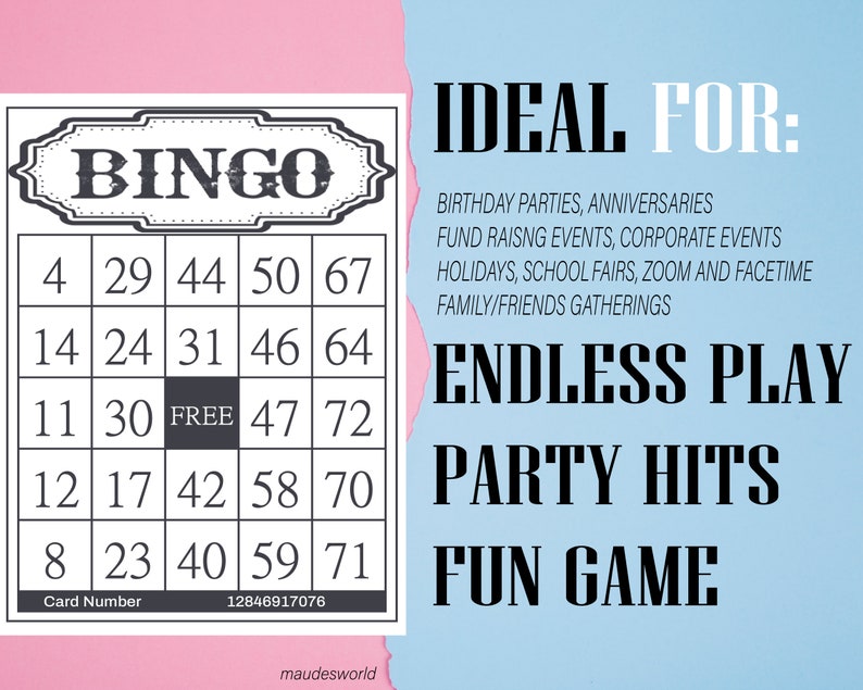 75 Balls Classic Bingo Card Printable Instant Download 1200 Cards per ...