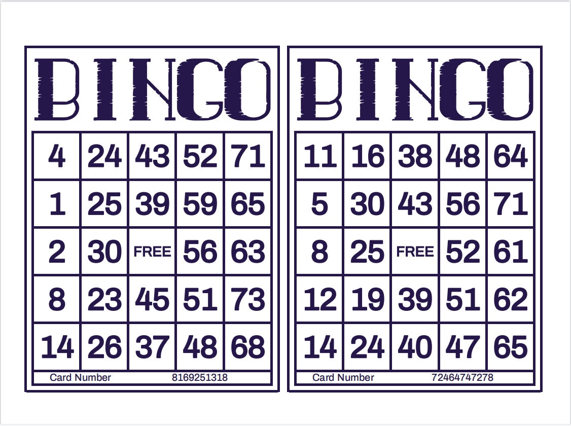 1200 Printable Bingo Cards, 2 per Page, Large, Activities for Seniors ...