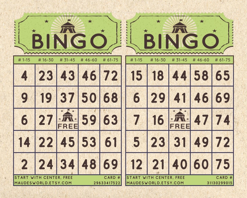 1200 Bingo Cards Green Color Vintage Theme PDF Instant Printable Fun ...