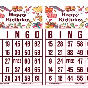 1200 Printable Bingo Cards, 2 per Page, Large, Birthday Bingo Game ...