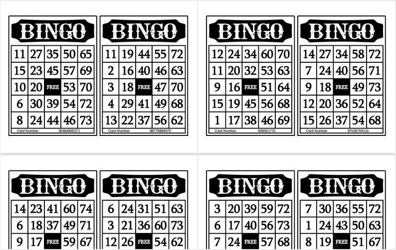 1200 Printable Bingo Cards 2 per Page Large Activities for - Etsy