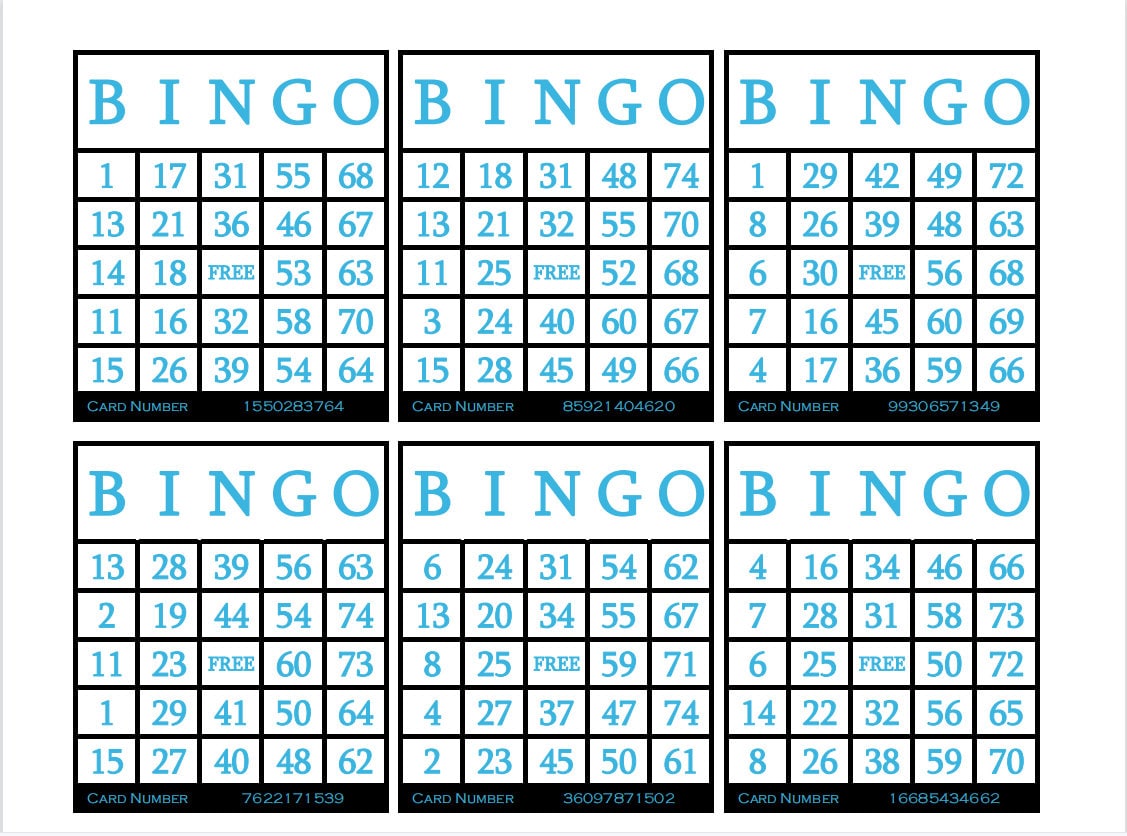 3600 Printable Bingo Cards, 6 per Page, Large, Activities for Seniors ...