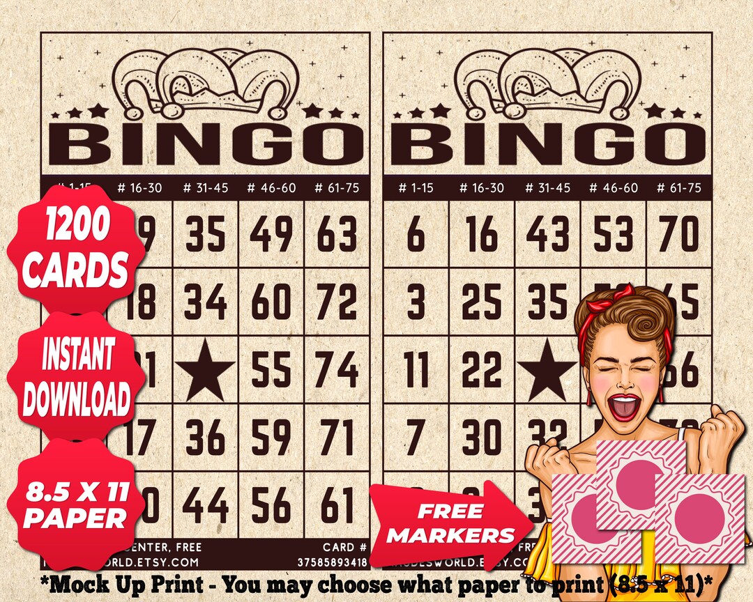 1200 Bingo Cards Brown Color Vintage Theme PDF Instant Download ...