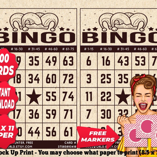 1200 Printable Bingo Cards, 2 per Page, Large, Activities for Holidays ...