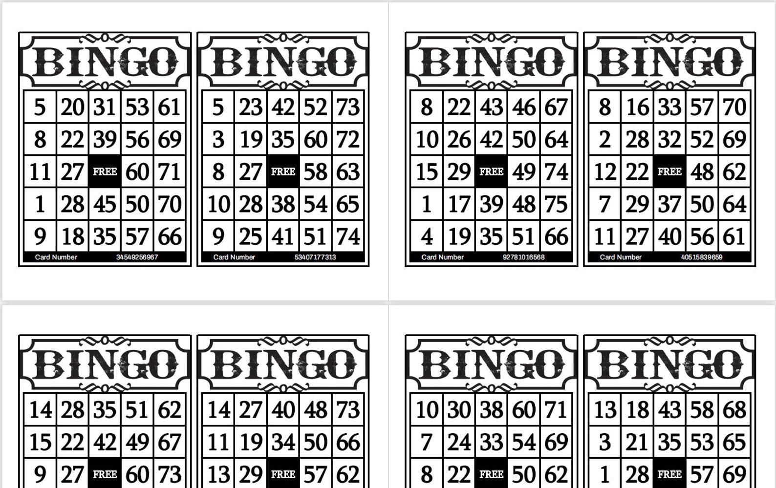 1200 Printable Bingo Cards 2 per Page Large Activities for - Etsy