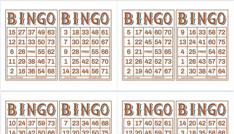 1200 Printable Bingo Cards, 2 per Page, Large, Activities for Seniors ...