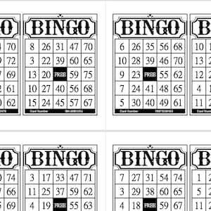 75 Balls Classic Bingo Cards Printable Instant Download 1200 Cards 2 ...