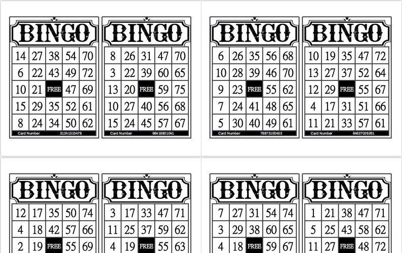 75 Balls Classic Bingo Cards Printable Instant Download 1200 Cards 2 ...
