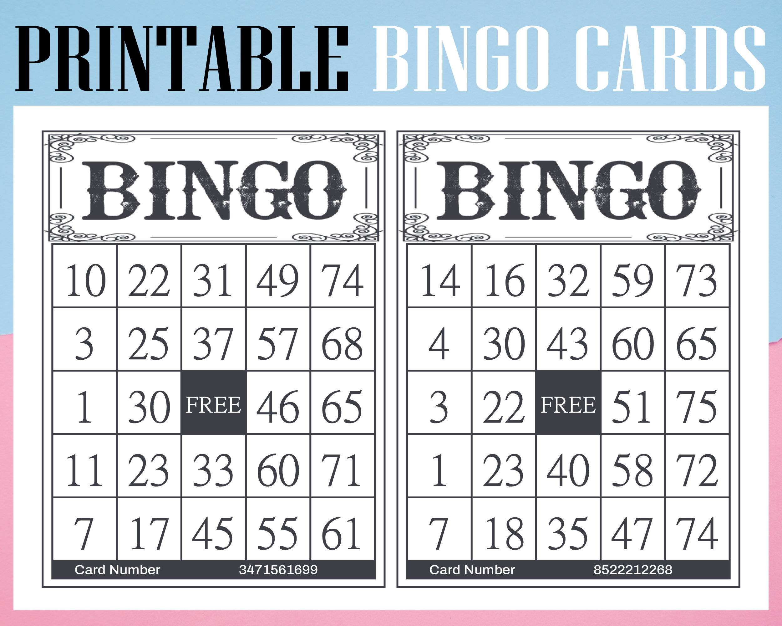75 Balls Classic Bingo Card Printable Instant Download 1200 Cards per ...