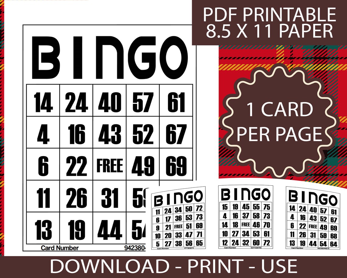 1200 Printable Bingo Cards 1 per Page Minimalist PDF Format - Etsy