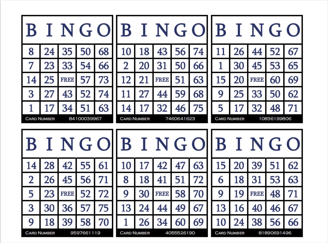 3600 Printable Bingo Cards, 6 per Page, Large, Activities for Seniors ...