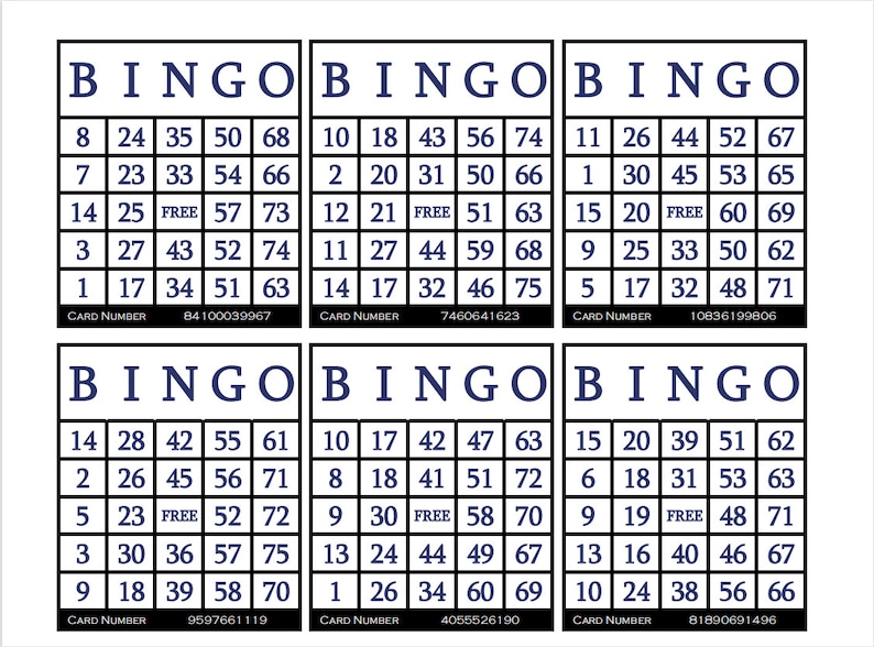 3600 Printable Bingo Cards, 6 per Page, Large, Activities for Seniors ...