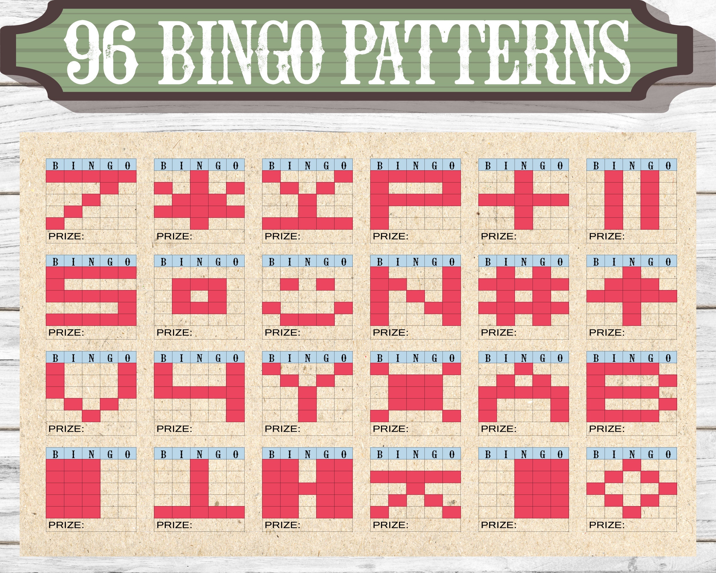 96 Bingo Patterns 24 per Page Printable Instant Download - Etsy