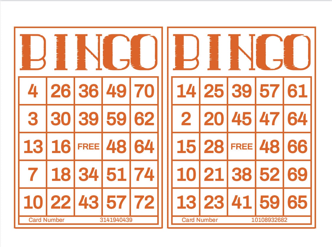 1200 Printable Bingo Cards, 2 per Page, Large, Classic Bingo Game, Instant Download Print, Party ...