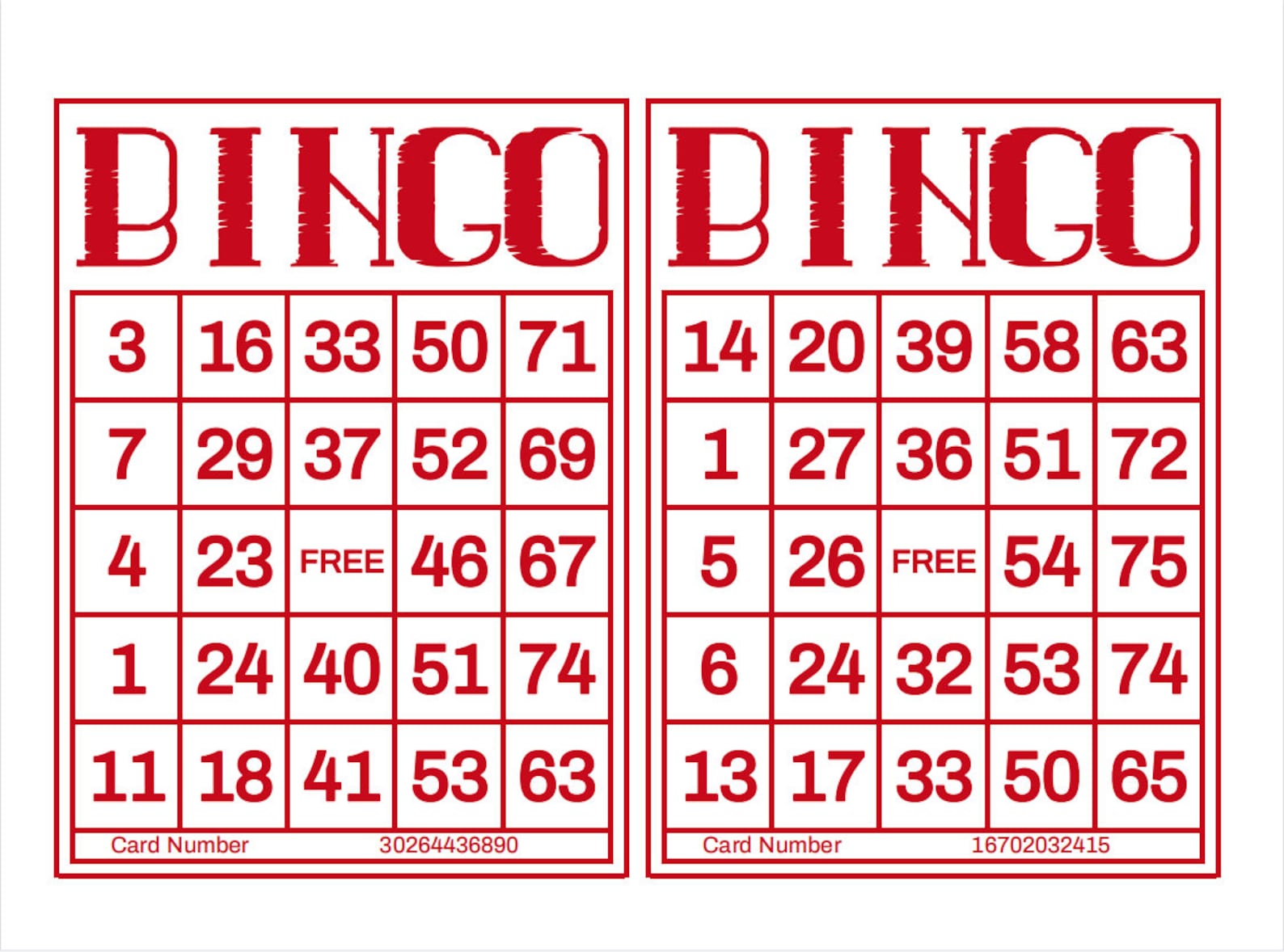 1200 Cards + 100 Cards Free Printable Bingo, 2 per Page, Large, Party ...