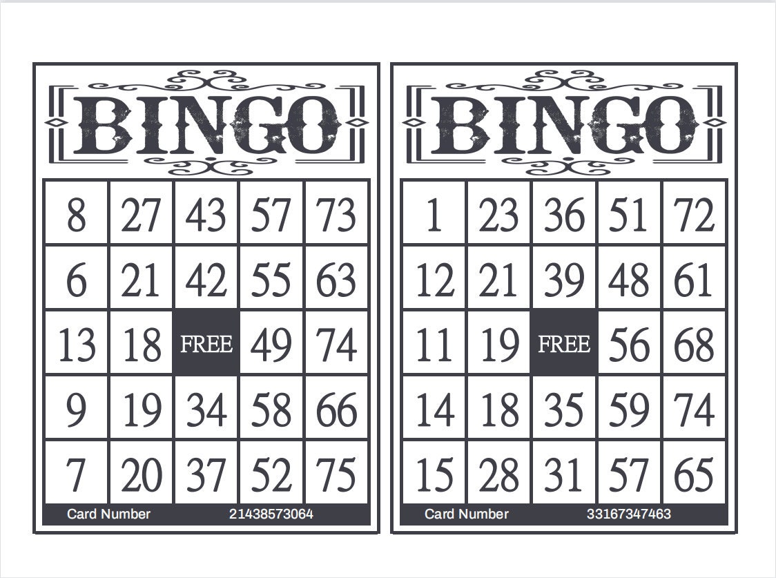 75 Balls Classic Bingo Cards Printable Instant Download 1200 Cards 2 ...