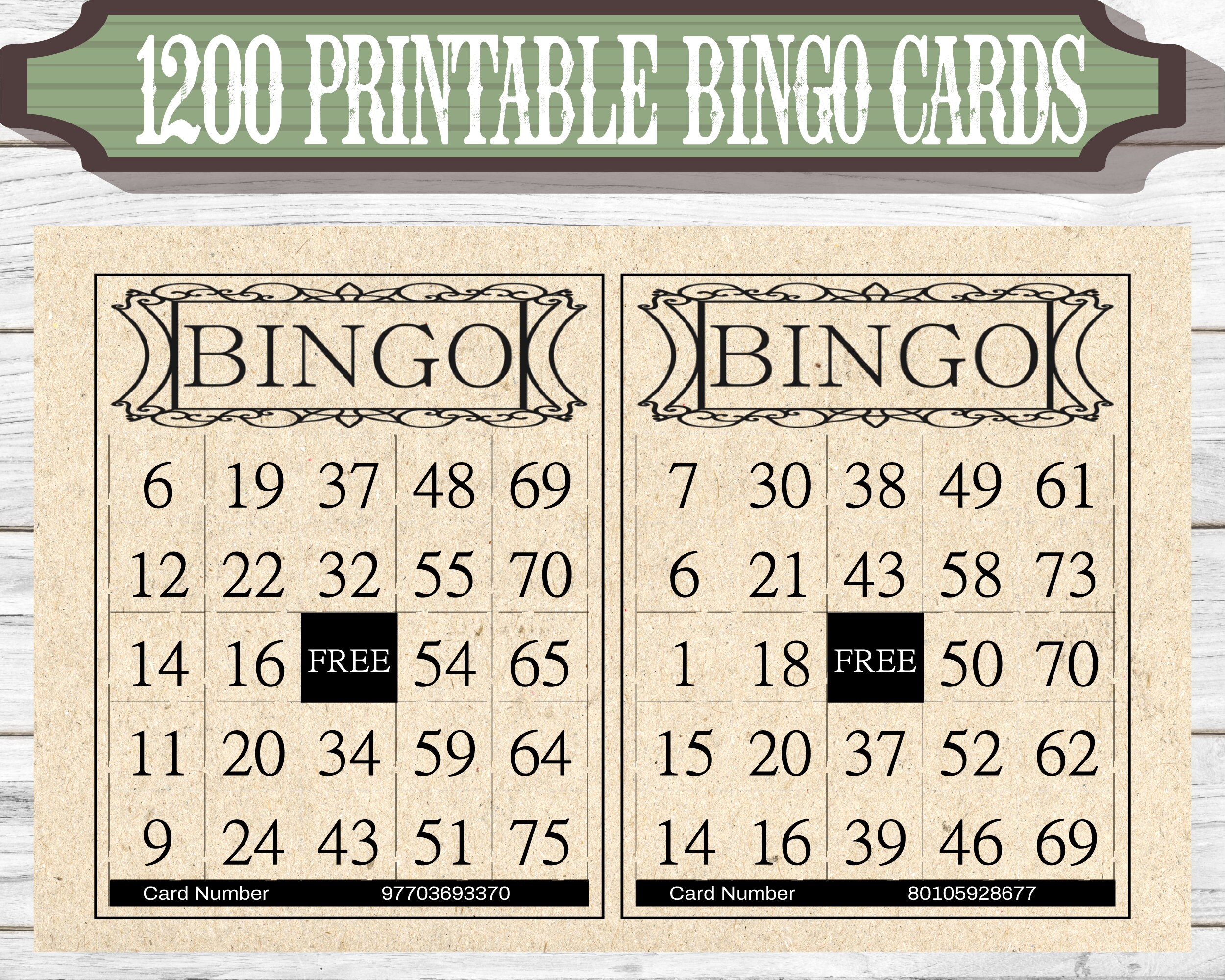 Classic Game Bingo Cards Printable Instant Download 1200 Cards 2 per ...