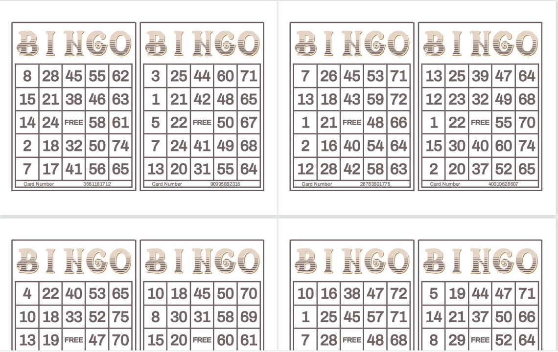 1200 Printable Bingo Cards 2 per Page Large Classic Bingo - Etsy