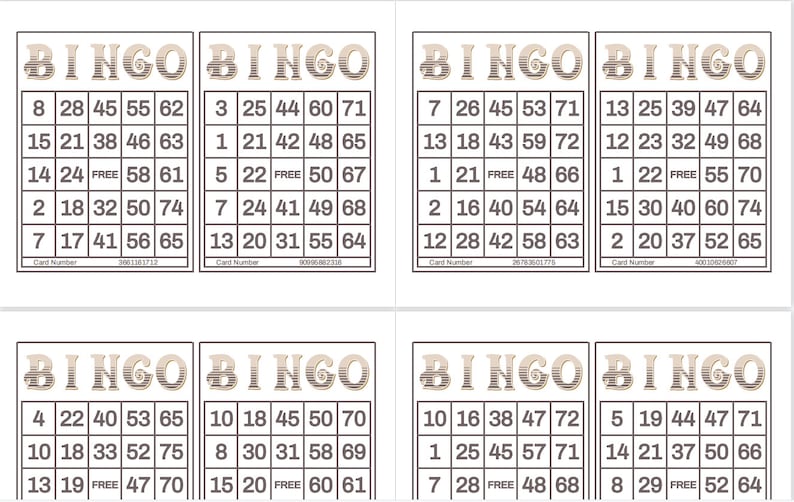 1200 Printable Bingo Cards, 2 per Page, Large, Classic Bingo Game ...