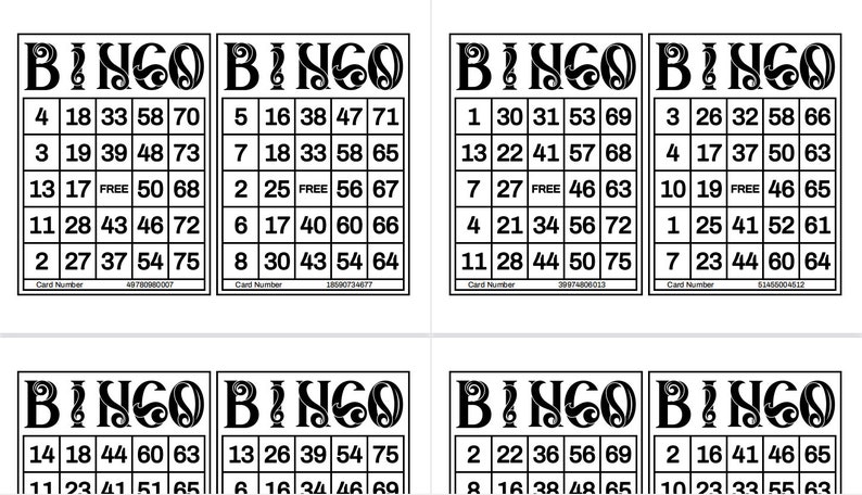 1200 Printable Bingo Cards, 2 per Page, Large, Activities for Seniors ...