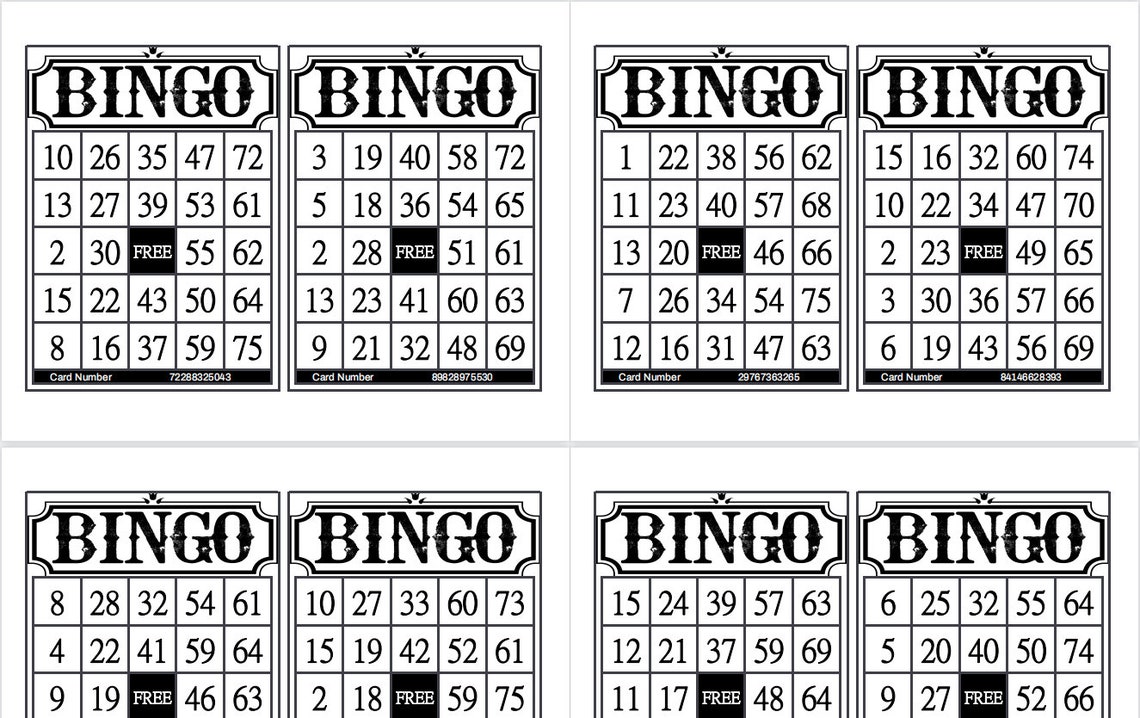 75 Balls Classic Bingo Cards Printable Instant Download 1200 Cards 2 ...