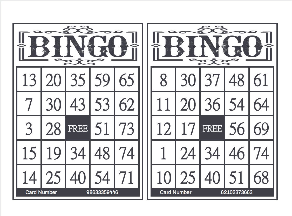 75 Balls Classic Bingo Cards Printable Instant Download 1200 Cards 2 ...