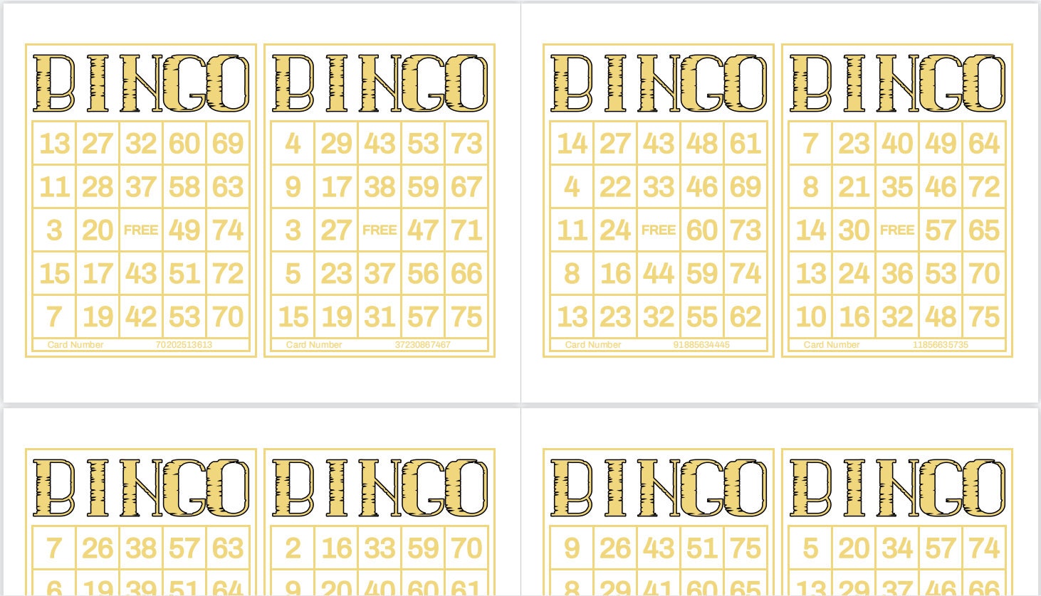 1200 Printable Bingo Cards, 2 per Page, Large, Activities for Seniors ...