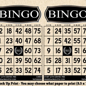 1200 Bingo Cards Black Color Vintage Theme PDF Instant Printable Fun ...