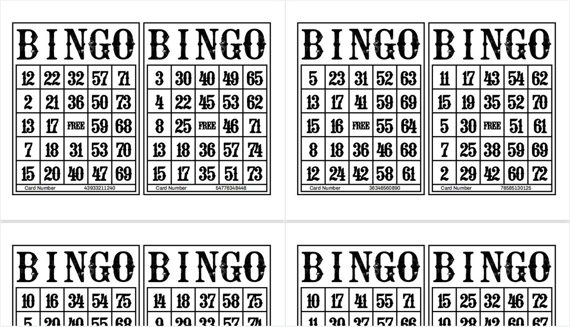 1200 Printable Bingo Cards, 2 per Page, Large, Activities for Seniors ...