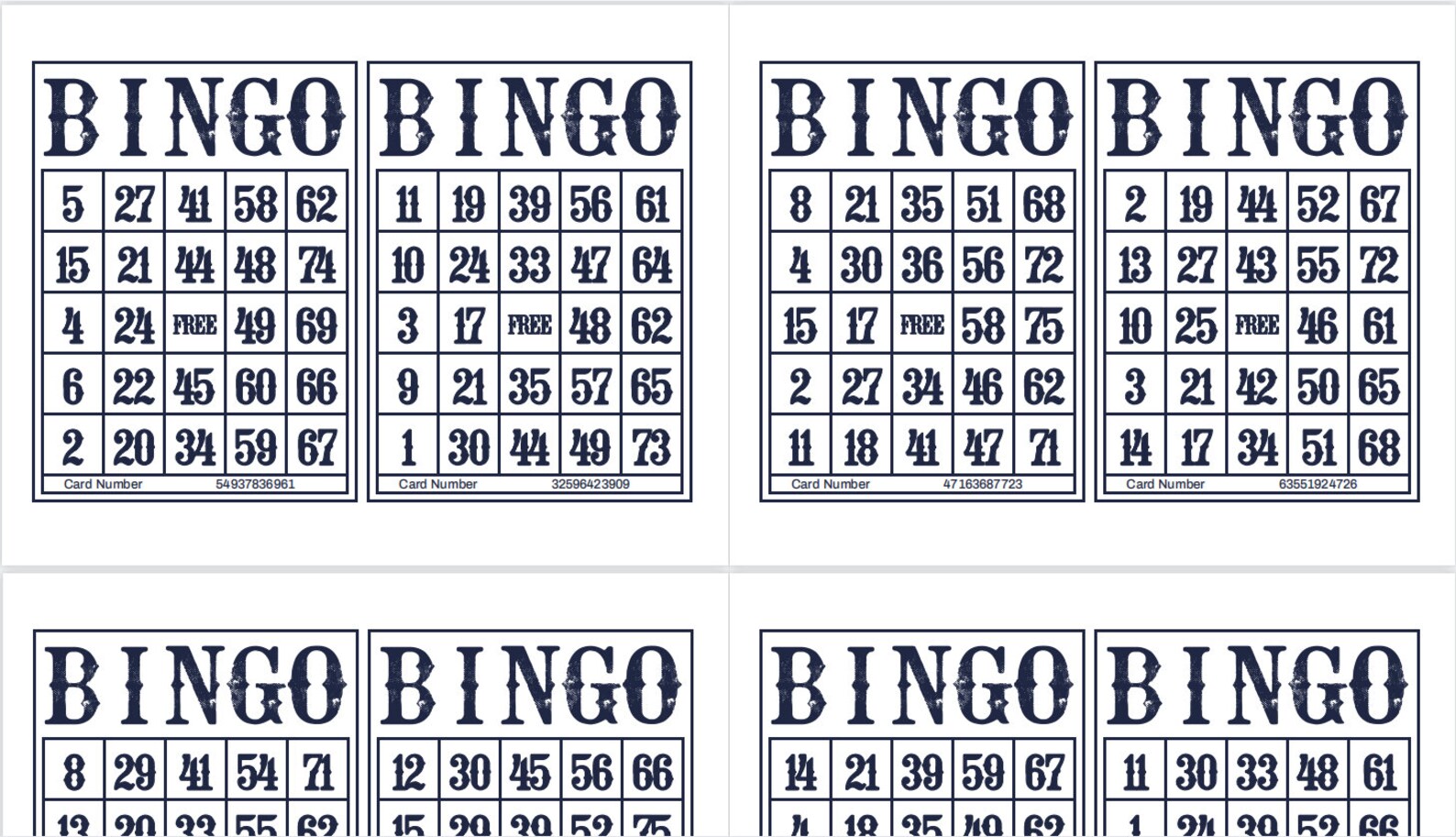 1200 Printable Bingo Cards, 2 per Page, Large, Activities for Seniors ...